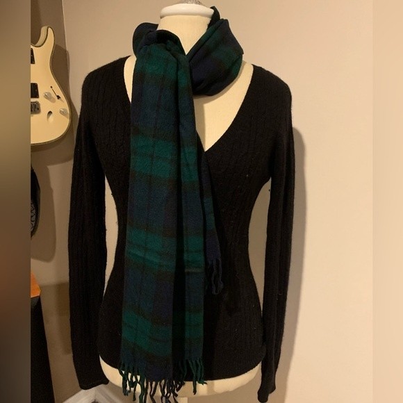 Accessories | V Fraas The Scarf Source Long Blue And Green Plaid Scarf ...